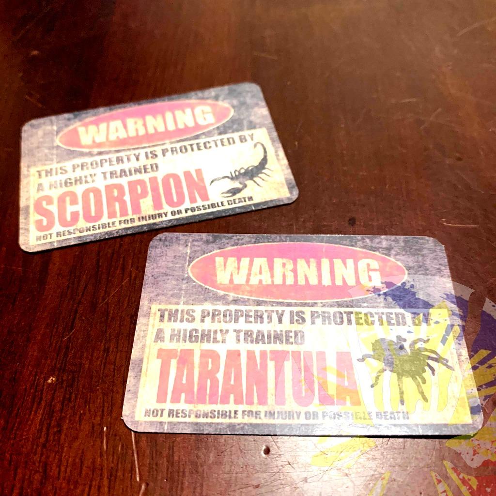 FUNNY TARANTULA & SCORPION WARNING STICKER x5, Pet Supplies, Homes ...