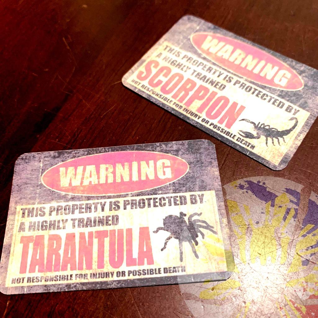FUNNY TARANTULA & SCORPION WARNING STICKER x5, Pet Supplies, Homes ...