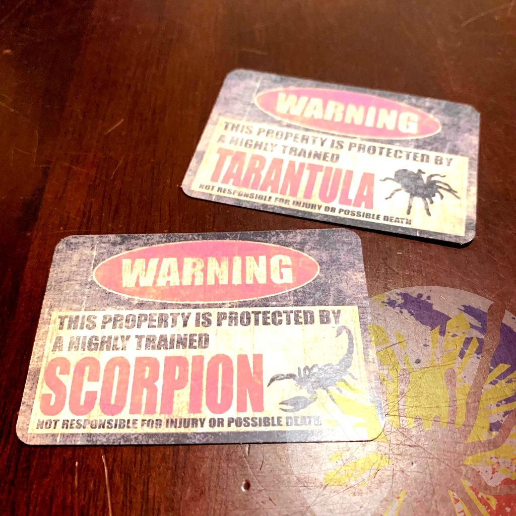 FUNNY TARANTULA & SCORPION WARNING STICKER x5, Pet Supplies, Homes ...