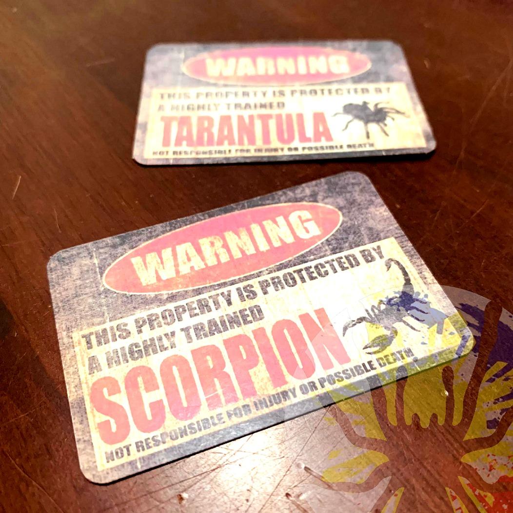 FUNNY TARANTULA & SCORPION WARNING STICKER x5, Pet Supplies, Homes ...