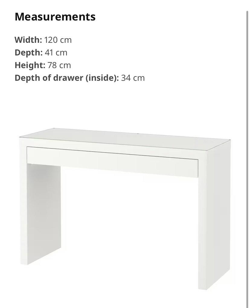 IKEA MALM dressing table (white), Furniture & Home Living, Furniture, Tables & Sets on Carousell