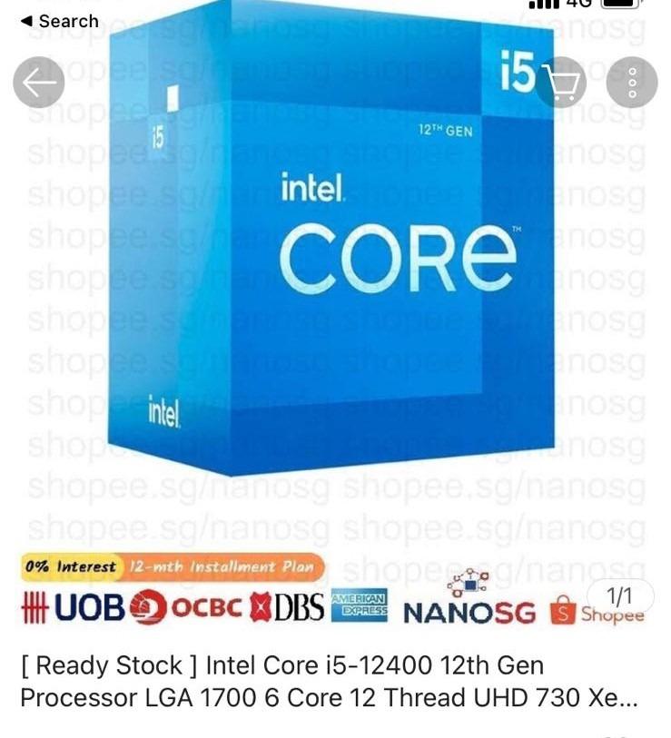 Intel Core i5-12400 12th Gen Processor LGA 1700 6 core 12 thread UHD ...