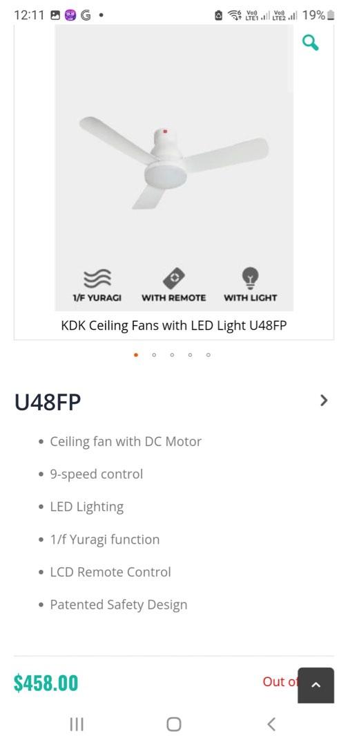 KDK U48FP 48" DC LED Ceiling Fan BRAND NEW FREE DELIVERY & BASIC ...
