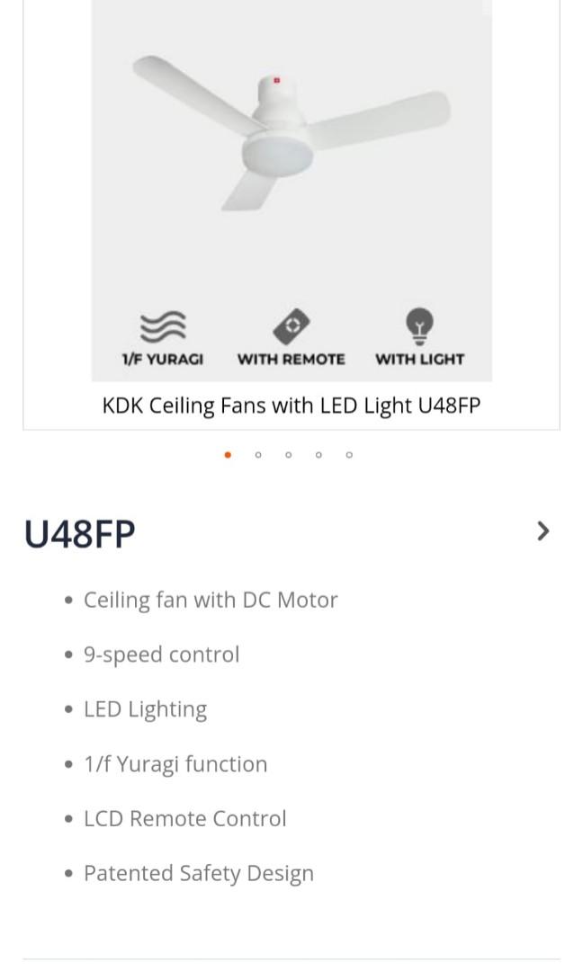 KDK U48FP 48" DC LED Ceiling Fan BRAND NEW FREE DELIVERY & BASIC ...