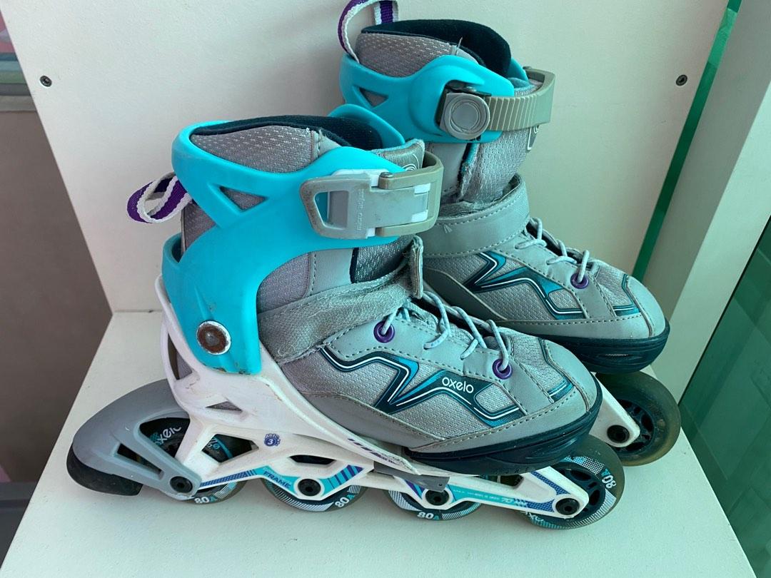 Oxelo Kids Adjustable Rollerblades + Gears, Sports Equipment, Sports ...