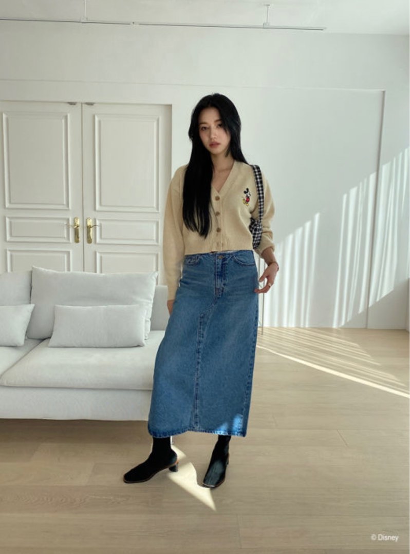 Korean STYLE NANDA Authentic Blue Denim Jeans A-line Midi Skirt ...