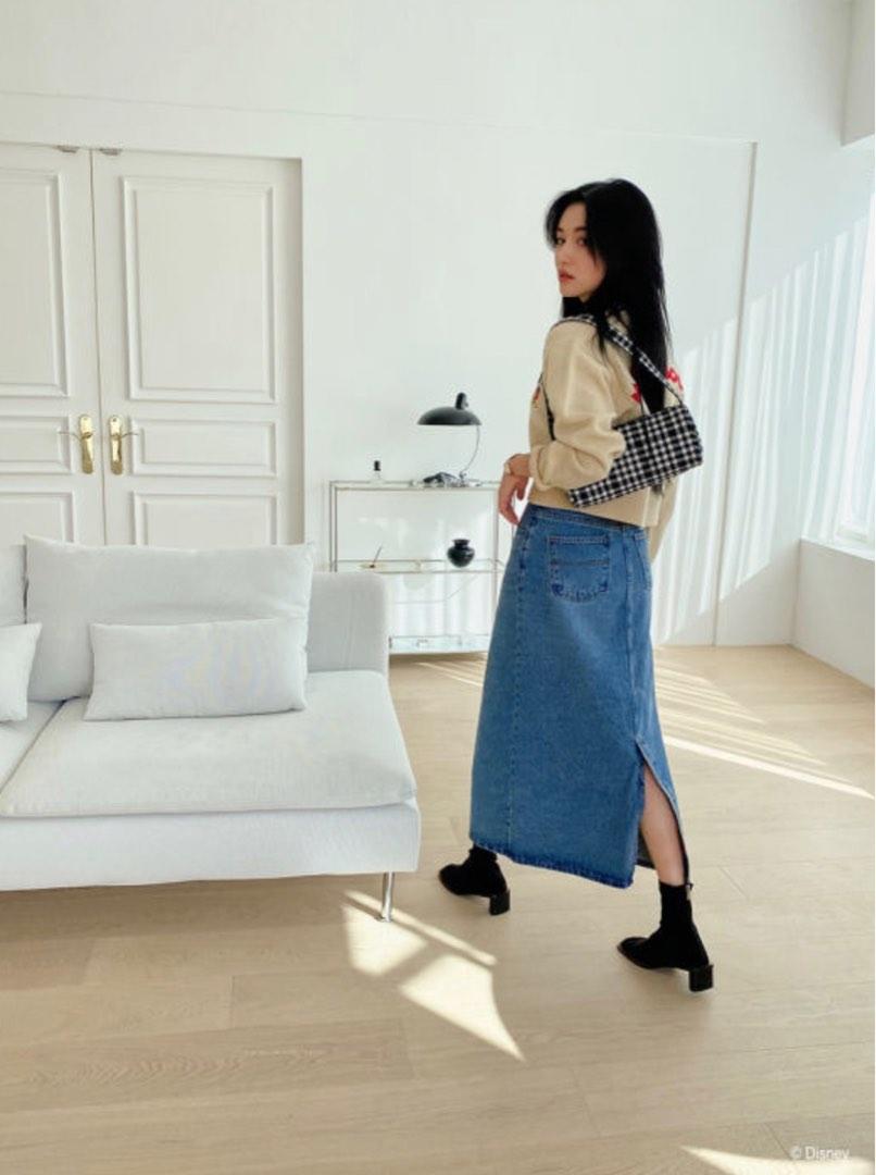 Korean STYLE NANDA Authentic Blue Denim Jeans A-line Midi Skirt ...