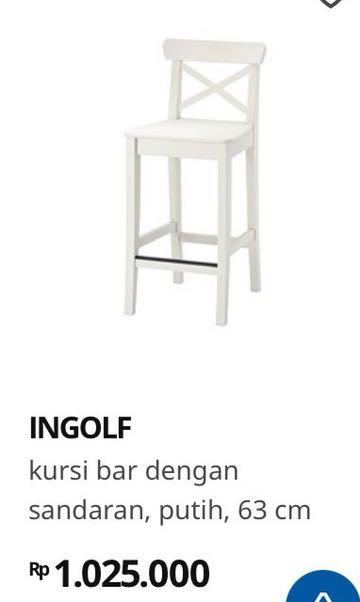 Kursi bar putih ikea / white bar stool, Perabotan Rumah di Carousell