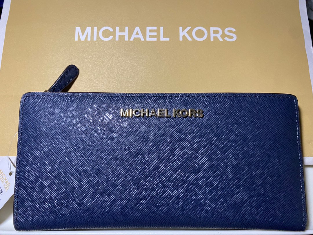 Michael Kors Jet set navy blue wallet, Women's Fashion, Bags & Wallets ...