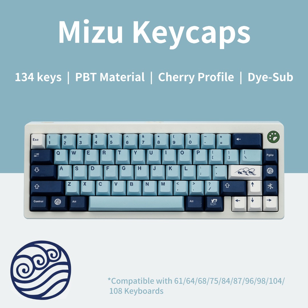 [SG Local Stock] Mizu Keycaps | Cherry Profile | PBT Dye-Sub | Royal ...