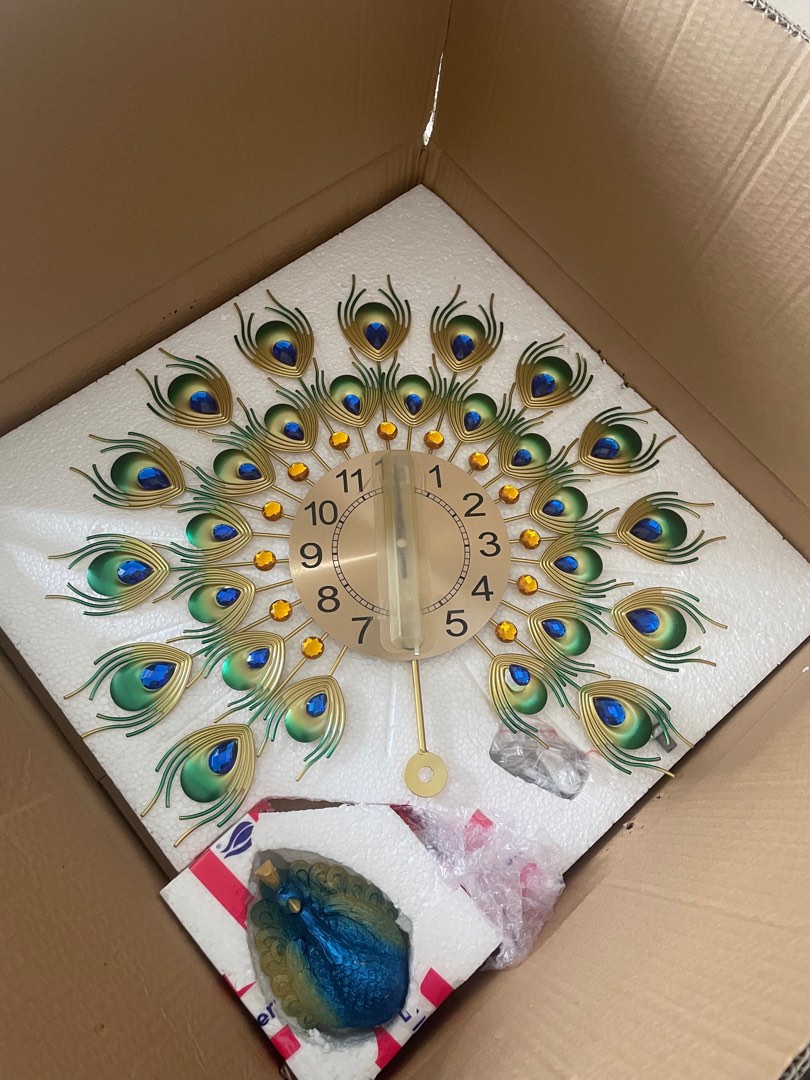 Modern Peacock wall clock, Furniture & Home Living, Home Decor, Clocks ...