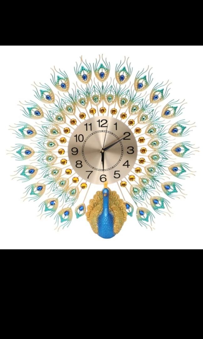 Modern Peacock wall clock, Furniture & Home Living, Home Decor, Clocks ...