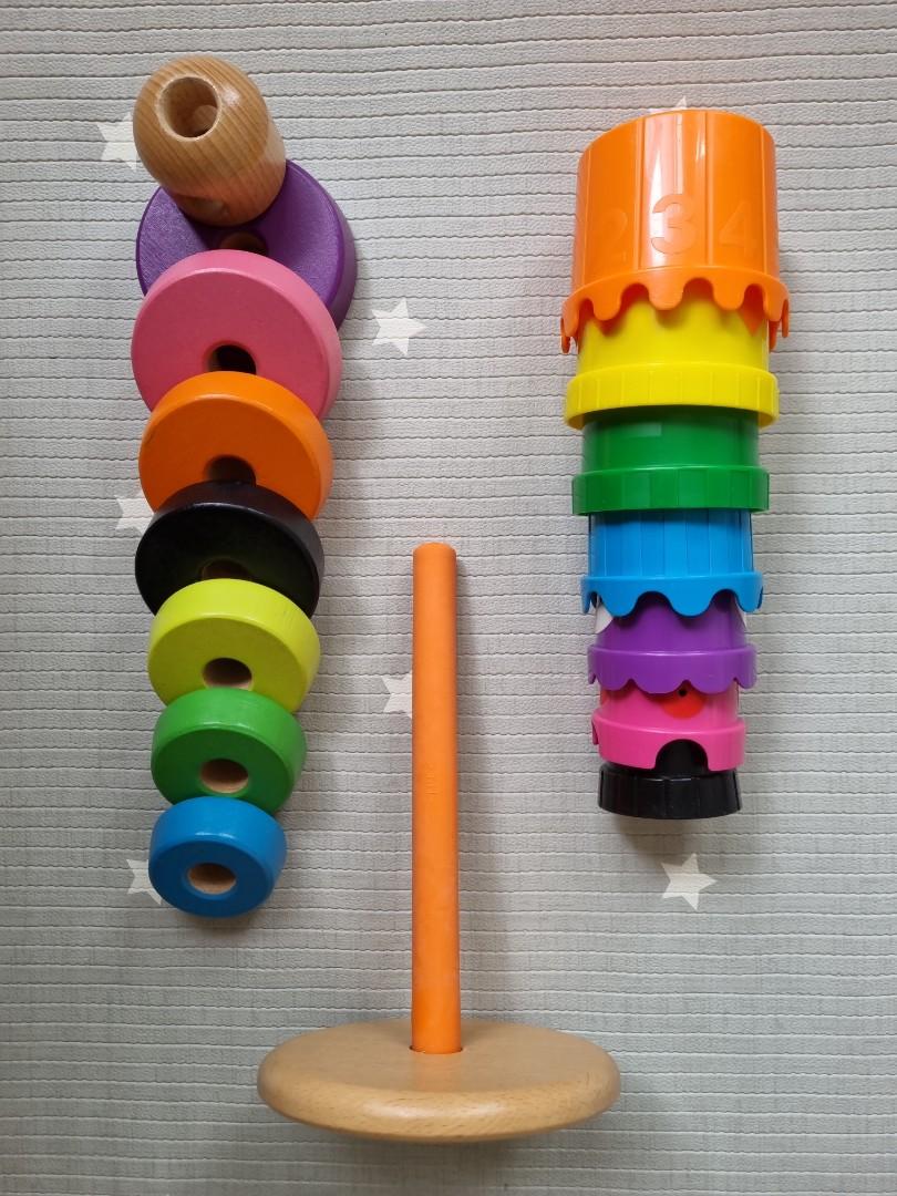 Multicolour Stacking Rings and Building Beakers, Babies & Kids, Infant ...
