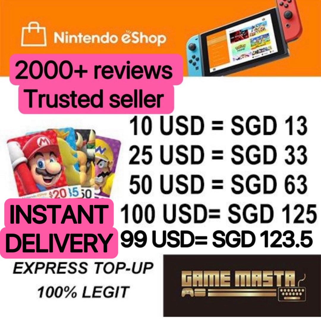 Nintendo Eshop Gift Card Credit / Nintendo Code [US], Video Gaming ...