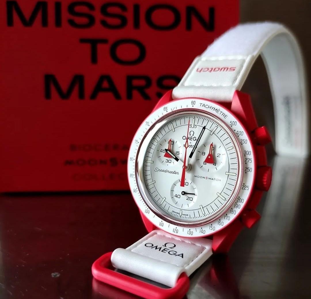 Omega Swatch Moonswatch Watch Mission to Mars Red, Luxury, Watches on ...