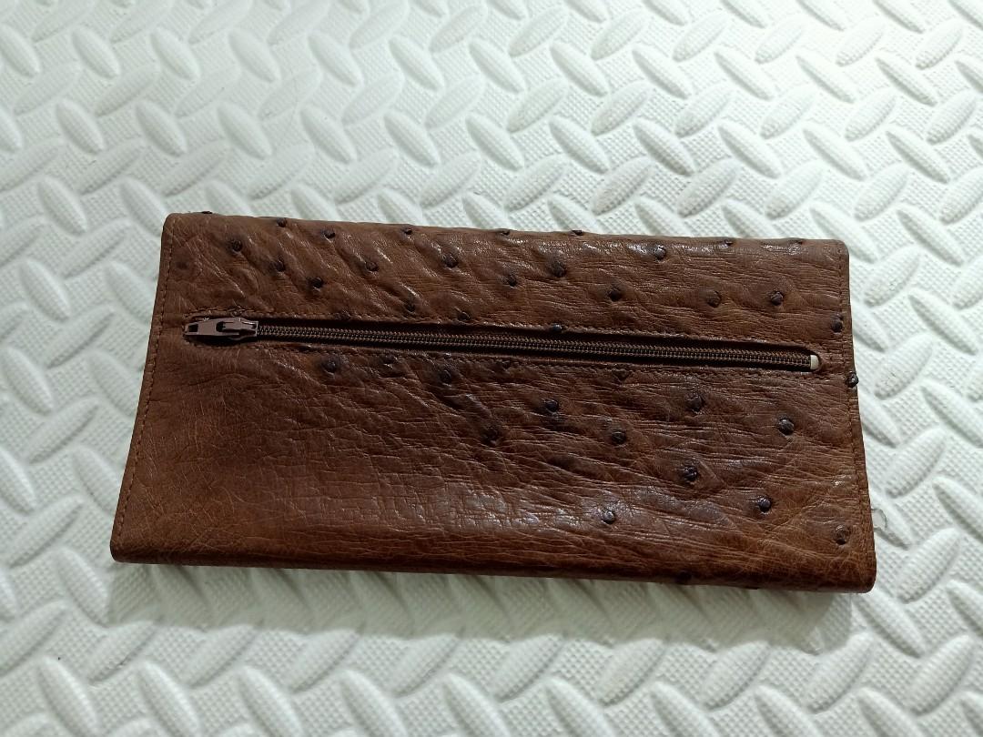 Original busby ostrich leather brown long wallet, Women's Fashion, Bags ...
