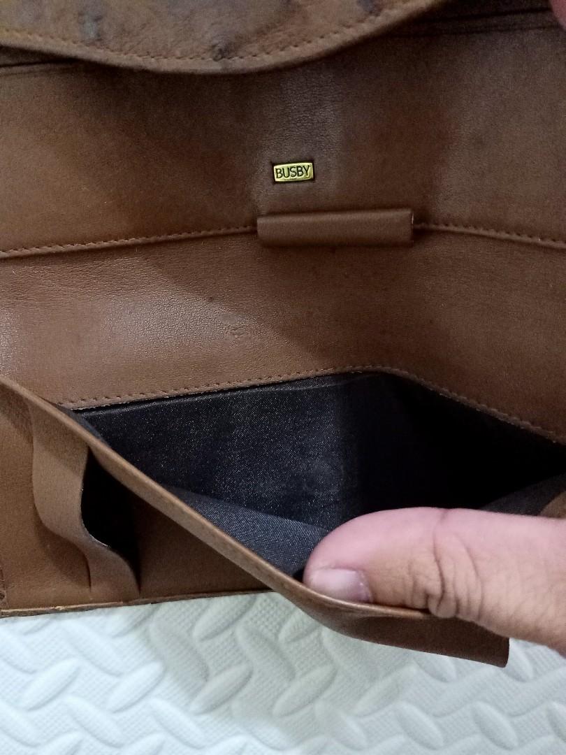 Original busby ostrich leather brown long wallet, Women's Fashion, Bags ...