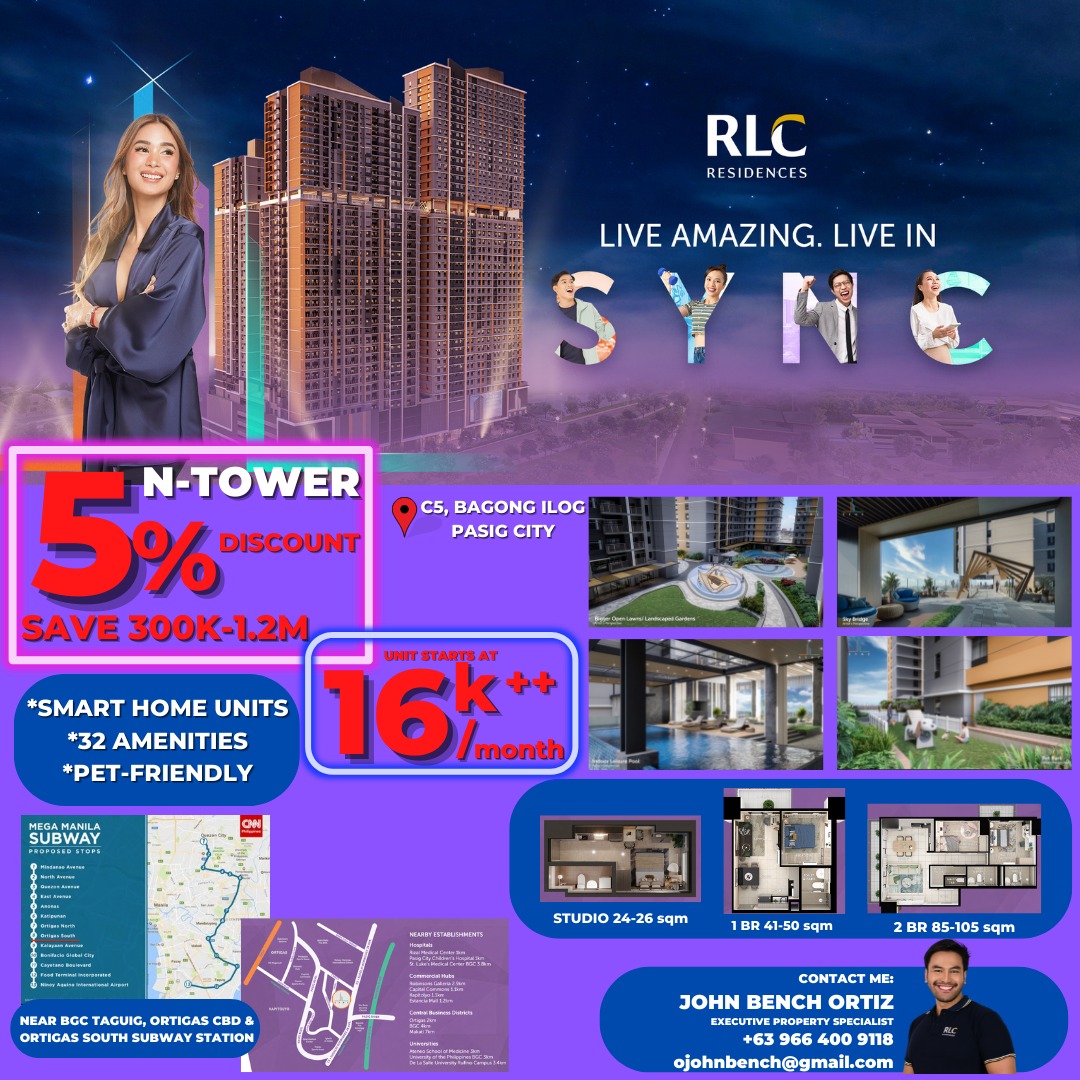2 bedroom Condominium pre-selling for sale at SYNC N-TOWER at C5 Pasig ...