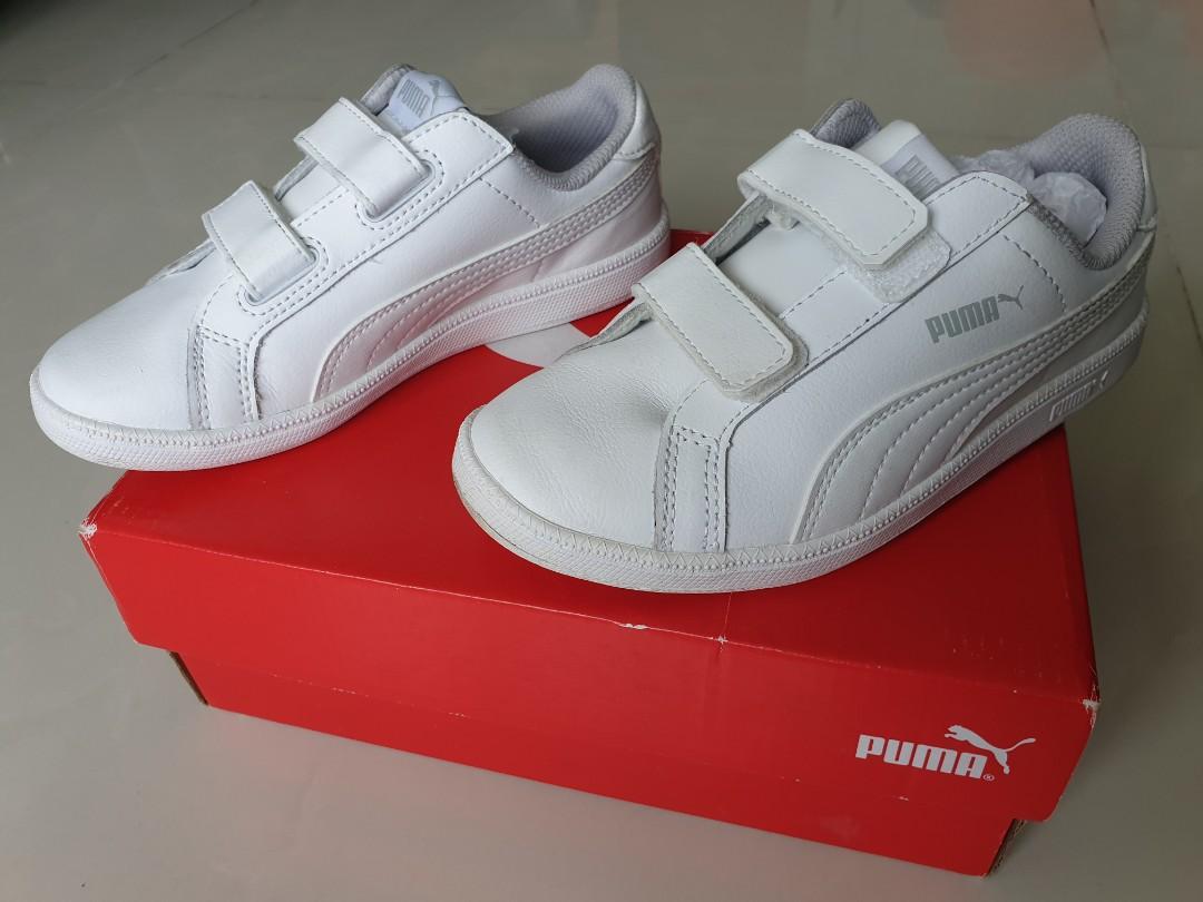 Puma White Leather Velcro Shoes For Primary School Kids, Babies & Kids ...