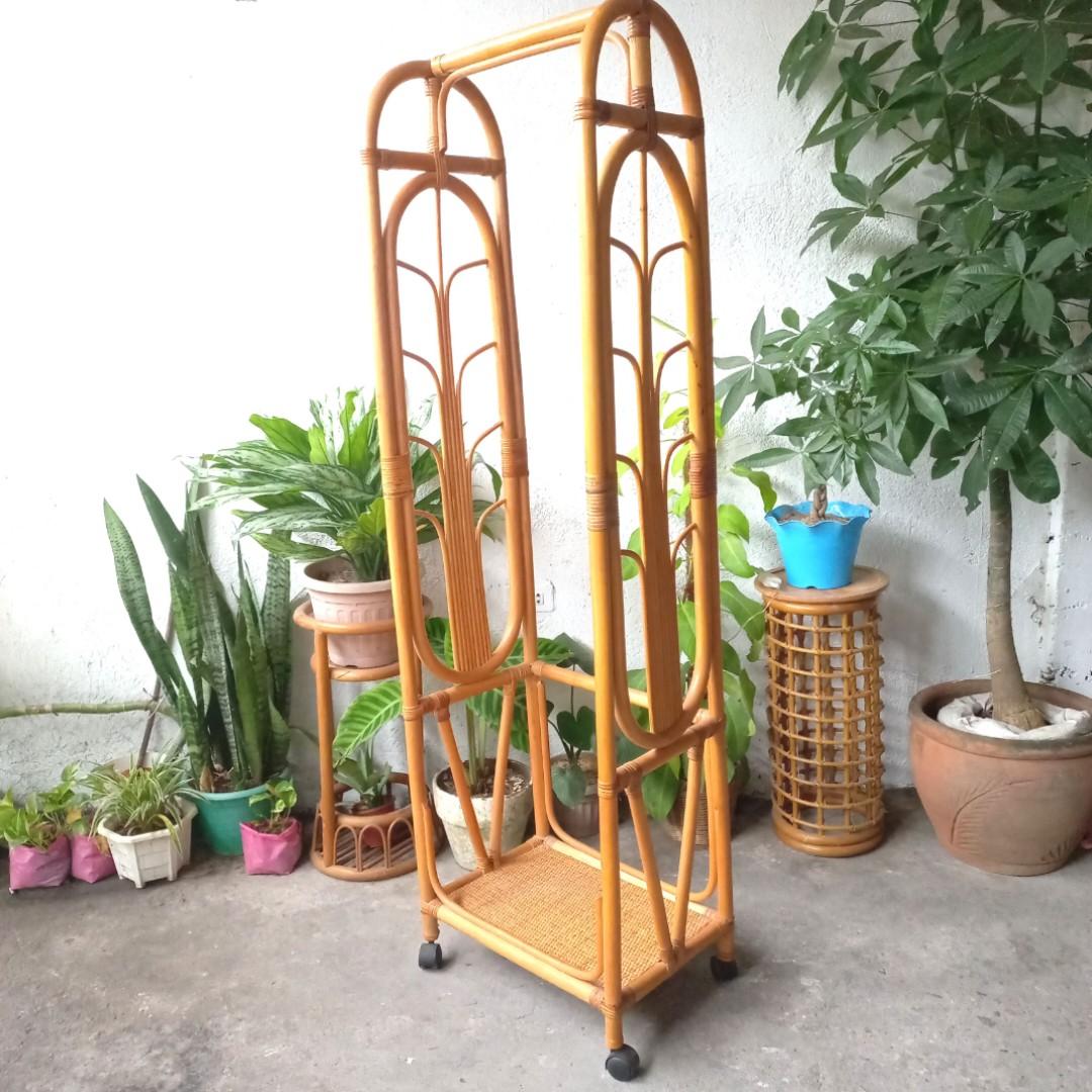 Rattan clothing rack with wheels, Furniture & Home Living, Furniture ...