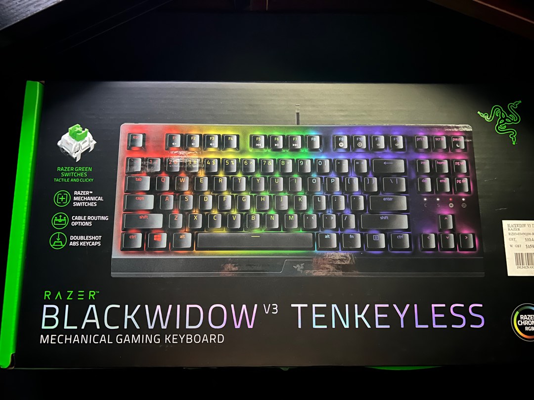Razer Blackwidow V3 Tenkeyless Green switches, Computers & Tech, Parts ...