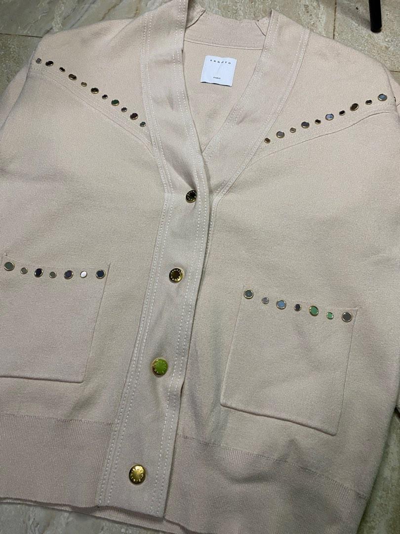 Sandro Paris Bam Mirror Studded Cardigan, Women's Fashion, Coats ...