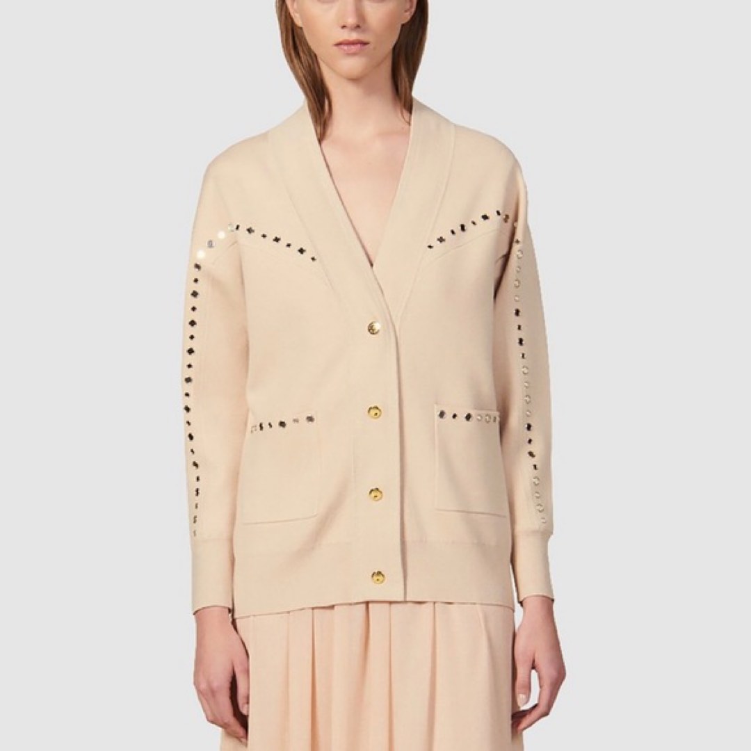 Sandro Paris Bam Mirror Studded Cardigan, Women's Fashion, Coats ...