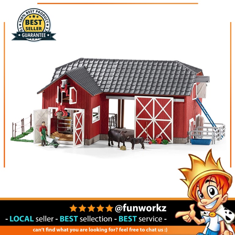 SCHLEICH Farm World Large Toy Barn and Farm Accessories 27-piece ...