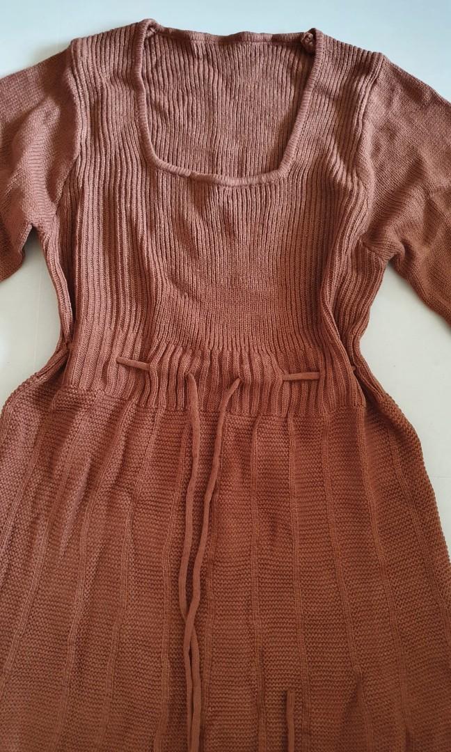 SHIEN Curve plus size brown winter dress, Women's Fashion, Dresses ...