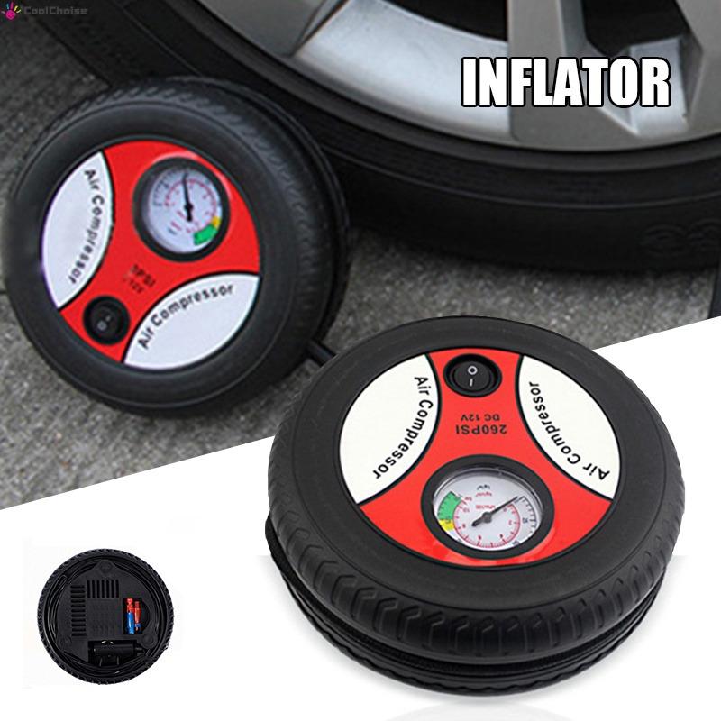 Small Car Tyre Pump with 3 Nozzles 12V Portable Electric Inflator with ...