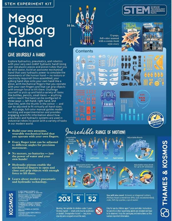Thames & Kosmos Mega Cyborg Hand STEM Experiment Kit | Build Your Own ...