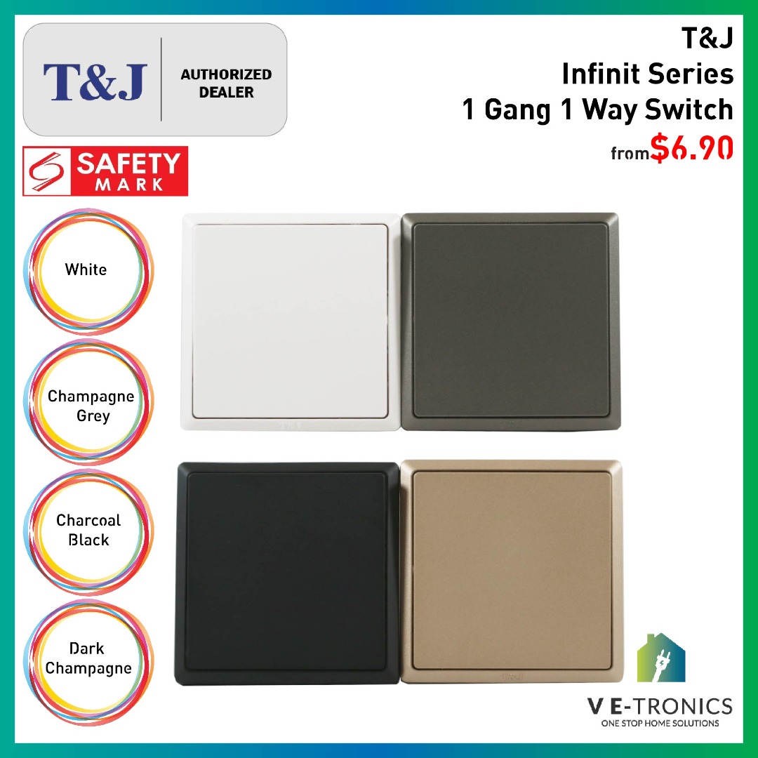 T&J Infinit Series 1 Gang 1 Way Light Switch, TV & Home Appliances ...