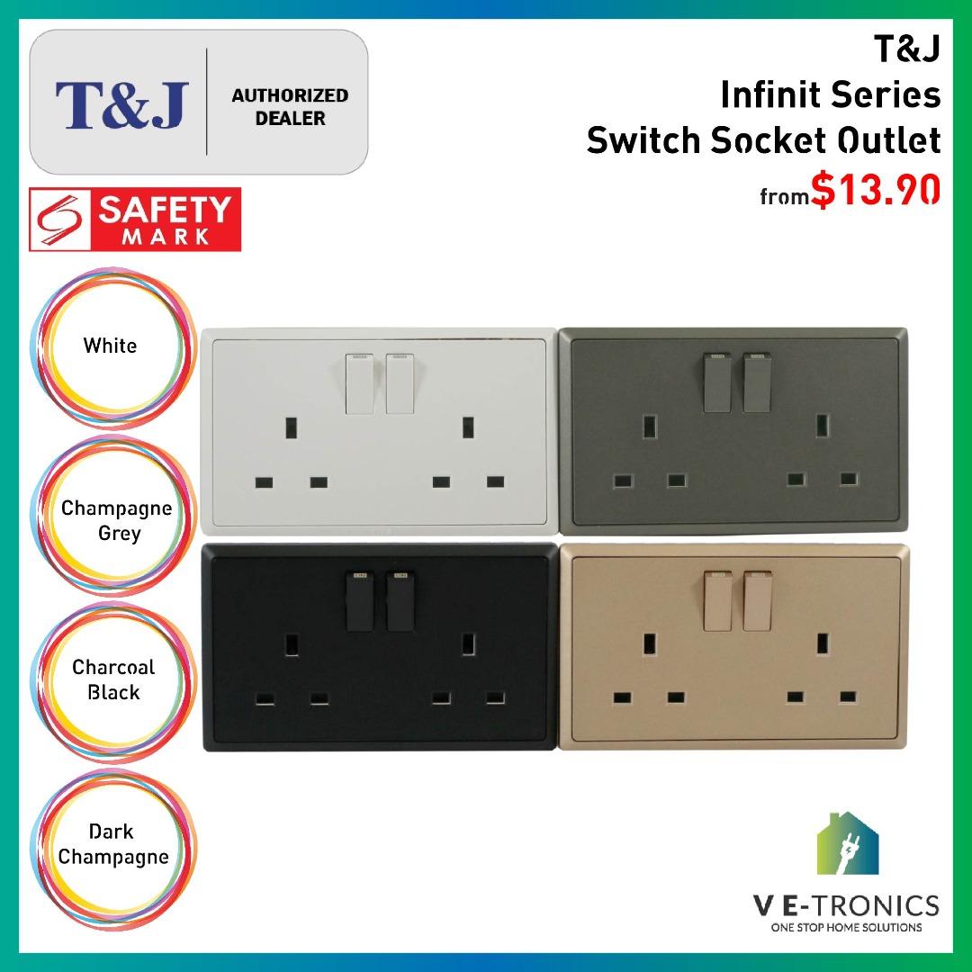 T&J Infinit Series Switch Socket Double Outlet, TV & Home Appliances, Electrical, Adaptors ...
