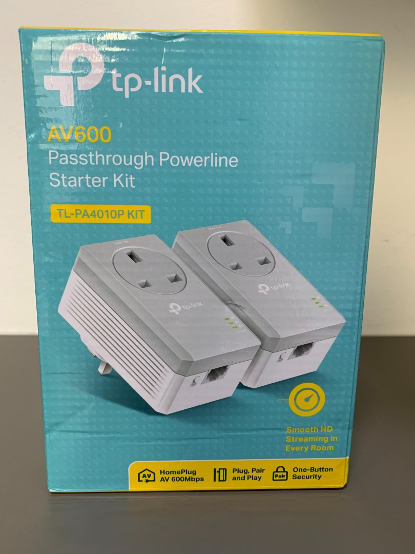 TP-LINK TL-PA4010P KIT AV600 HomePlug Passthrough Powerline Kit (Plug ...