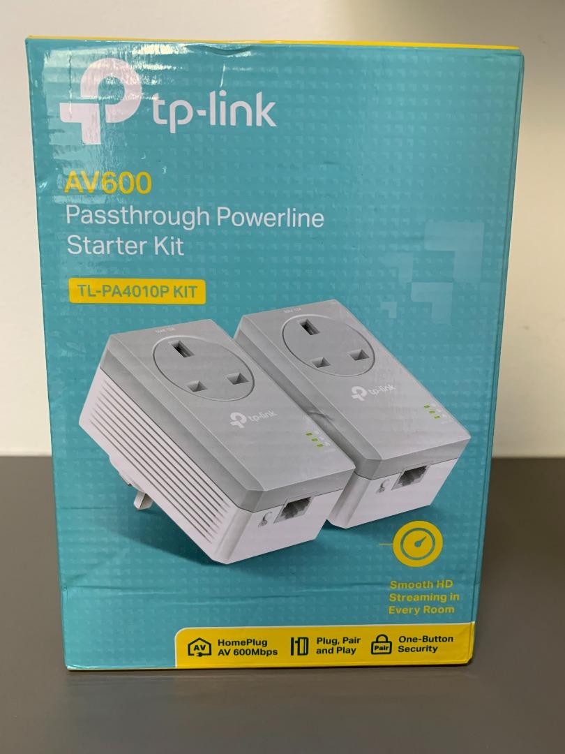 TP-LINK TL-PA4010P KIT AV600 HomePlug Passthrough Powerline Kit (Plug ...