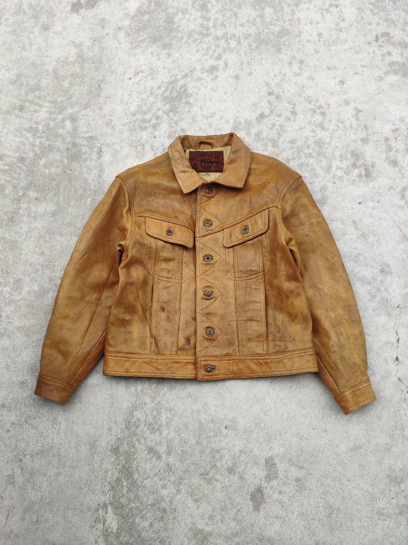 Trucker Levis Leather Henry Lear x Sugar Cane, Fesyen Pria, Pakaian , Atasan di Carousell