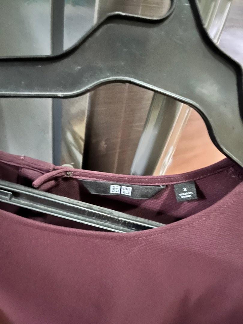 Uniqlo burgundy red top, Women's Fashion, Tops, Blouses on Carousell