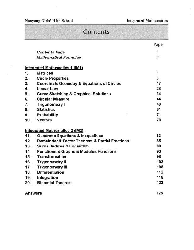 Upper Secondary Nanyang Girls Math Topical revision booklet / NYGH Year ...
