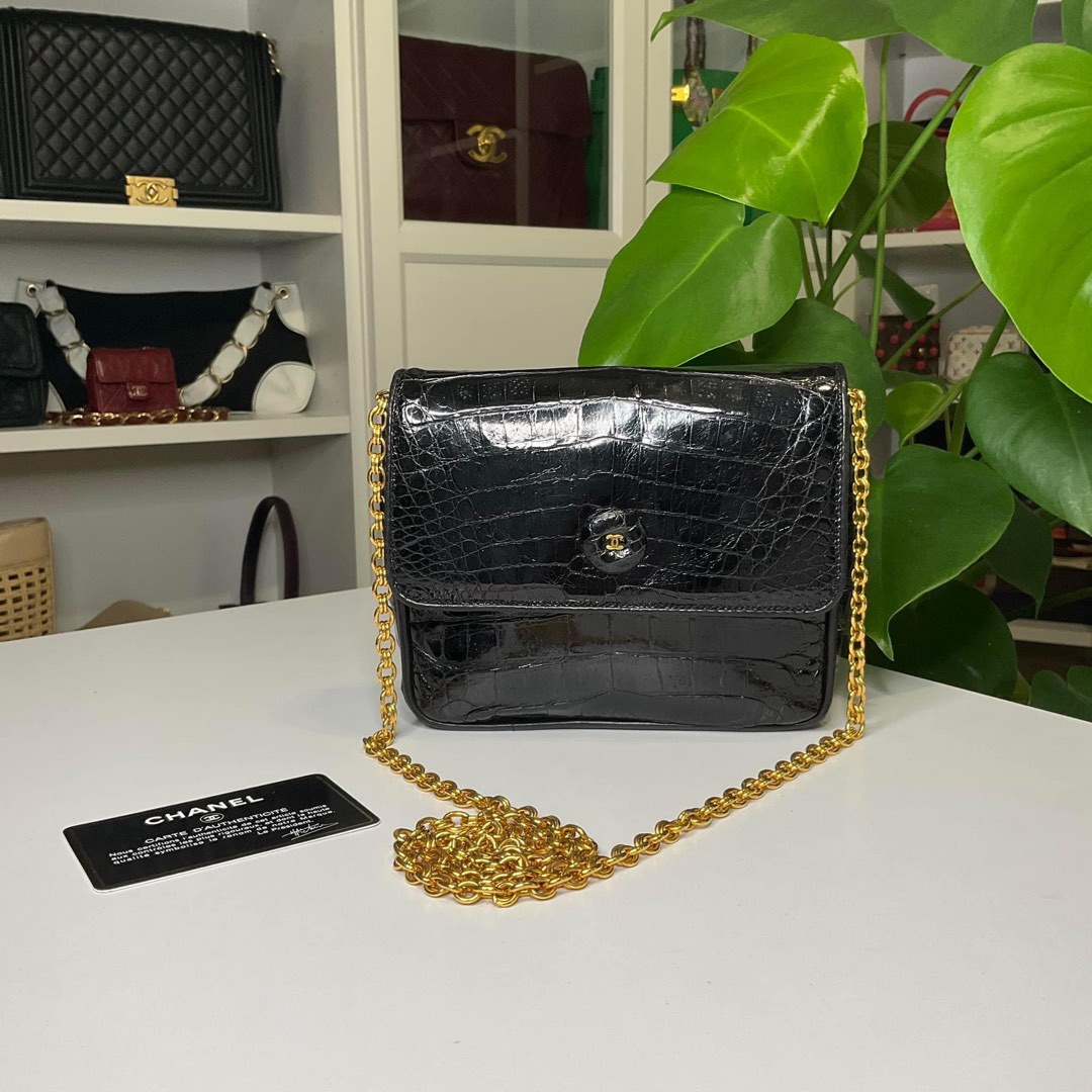 Vintage chanel crocodile mini cc square flap, Luxury, Bags & Wallets on ...