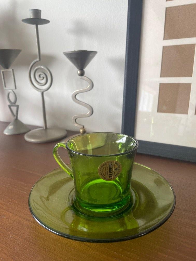 Vintage duralex retro tea cup set in rare green, Furniture & Home ...