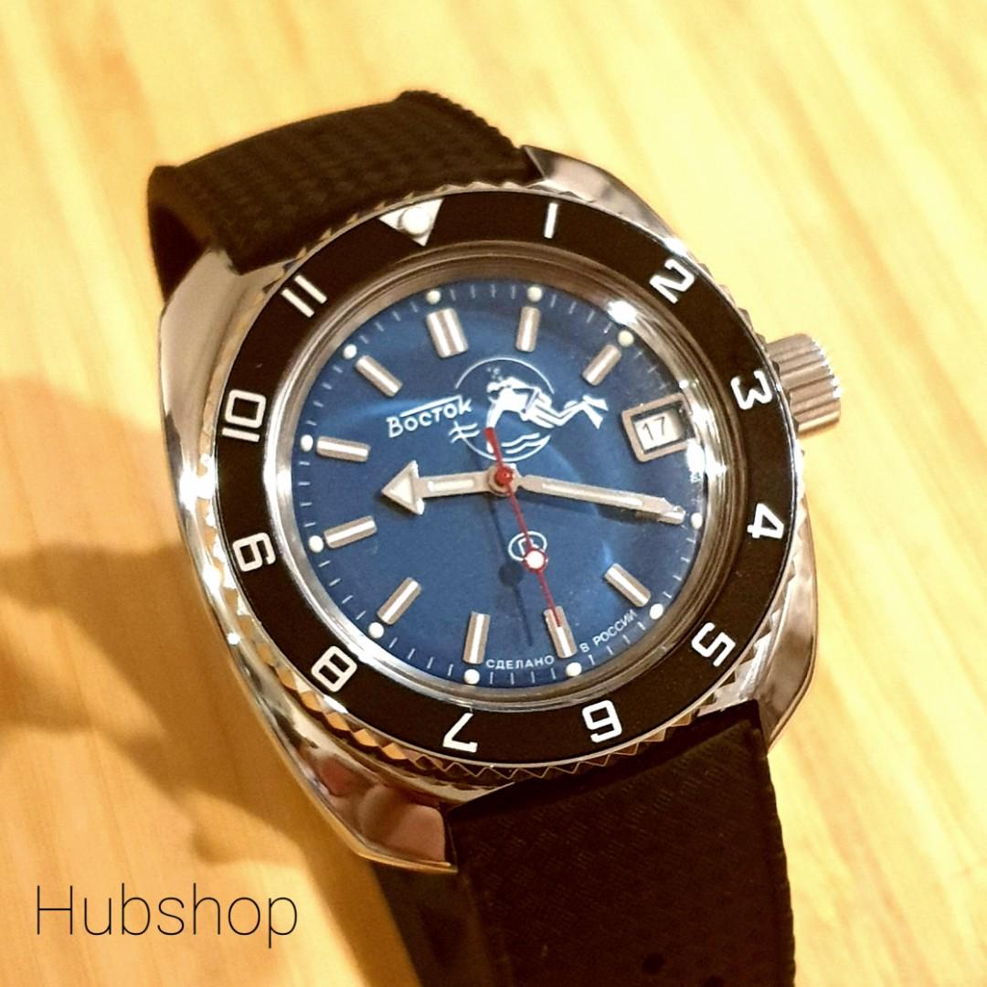 Vostok Amphibia Automatic Vintage Style Diver Blue Scuba Dude 200 M ...