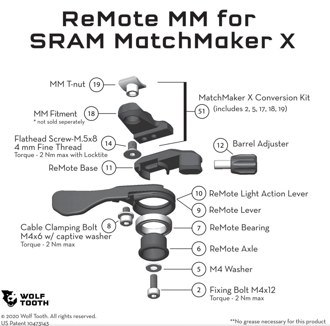 Wolf Tooth Sram MatchMaker X Conversion Kit for dropper lever, Sports ...
