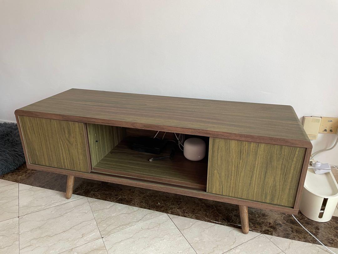 Wooden TV Console with sliding cabinets, Furniture & Home Living ...