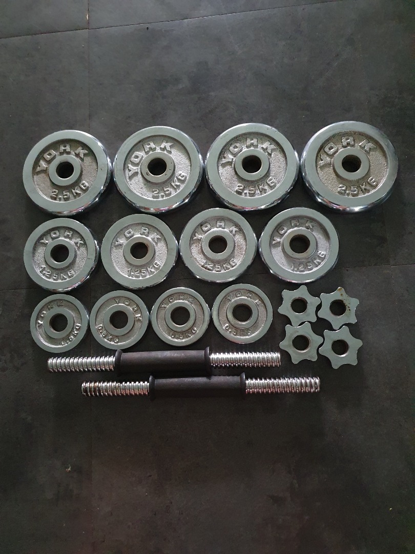 YORK Chrome Plated Dumbbells, Sports Equipment, Exercise & Fitness ...