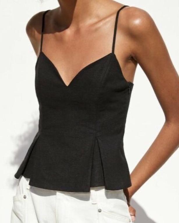 Zara linen cami top, Women's Fashion, Tops, Sleeveless on Carousell
