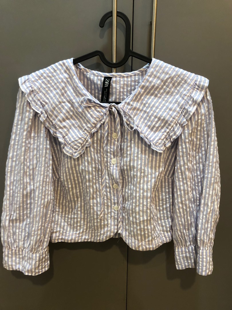 Zara peter pan top, Women's Fashion, Tops, Blouses on Carousell