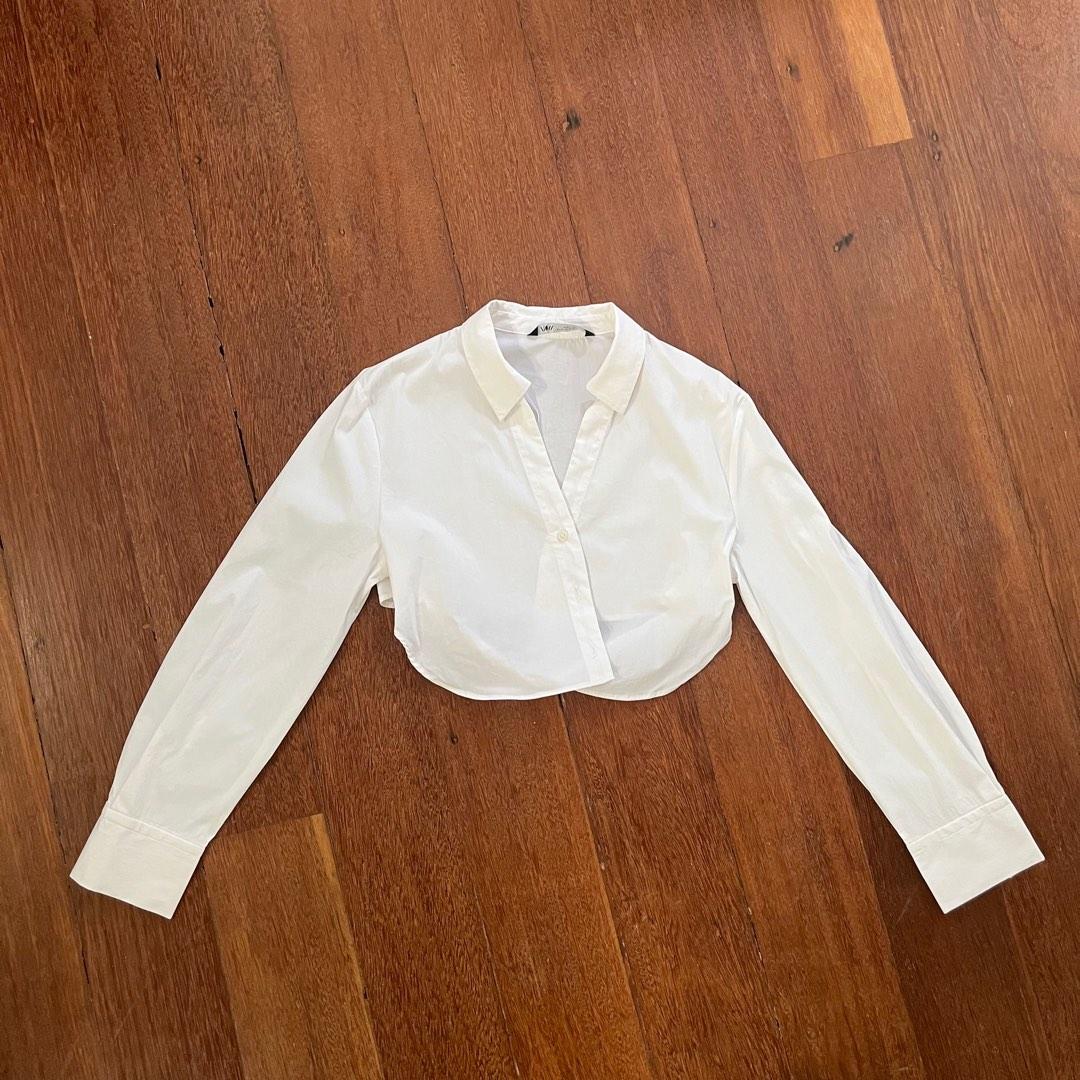 Zara White Collar Top, Women's Fashion, Tops, Blouses on Carousell