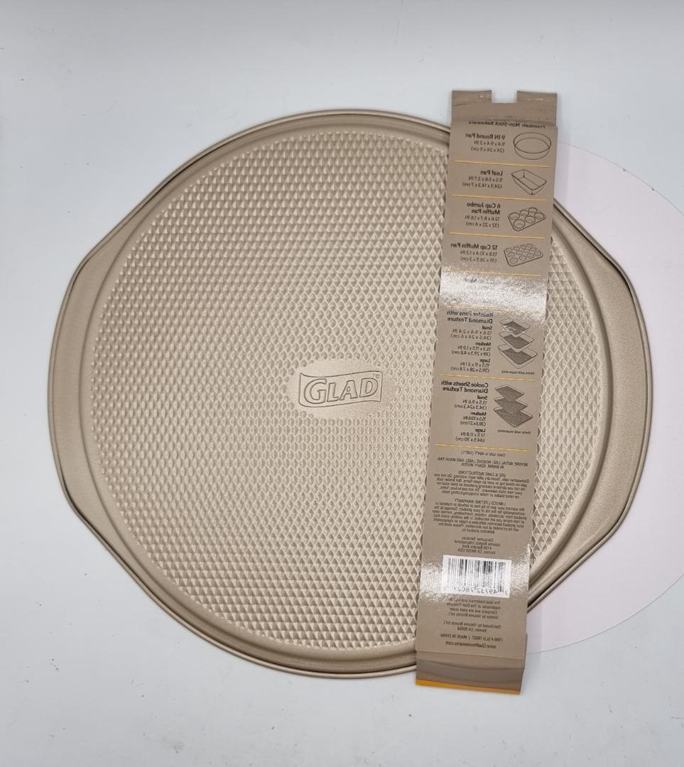 14 INCH GLAD Pizza Pan Large for Oven Non Stick Surface Bakeware Round ...