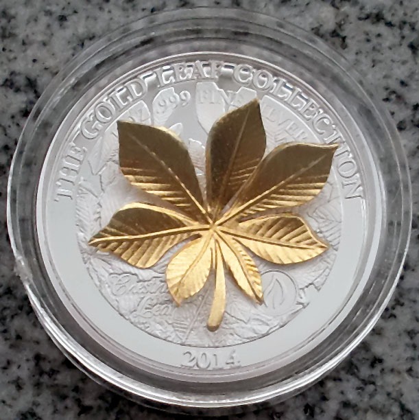 [3] – 3D Chestnut Gold Leaf with 1 oz Silver Proof - Very Rare and ...