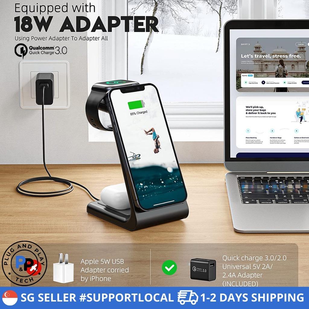 3 IN 1 Wireless Charger iP 14 13 Plus Pro Max Supports Qi Magnetic ...